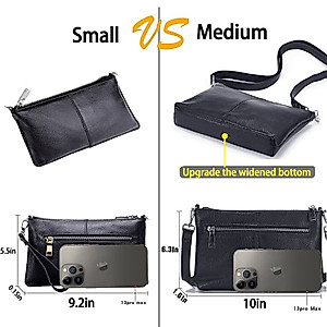 Leather Crossbody Purse Sling Shoulder Smartphone Bags with Card Slots for Women (Black 1)
