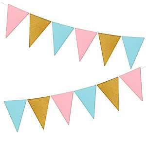 Blue Pink Gold Party-Decorations Gender-Reveal - 52Ft Paper Streamers 17FT Paper Banner Garland Hanging Decor Birthday Ideas Event Party Supplies