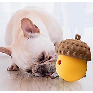 PiPiCat Dog Treat Dispenser Toy Dog Puzzle Toys Interactive Treat Enrichment Dog Toy Stimulating Toys Acorn Shaped with Leakage Holes