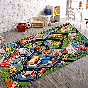 Car Mat for Kids Toy Cars 59X79 Inch Kids Rug,Car Rug Play Mat for Kids,Play Rug for Kids Playroom Bedroom,Road Traffic Kids Play Area Rug Non-Slip Backing, Kids Carpet Playmat Toddler Boys,Children