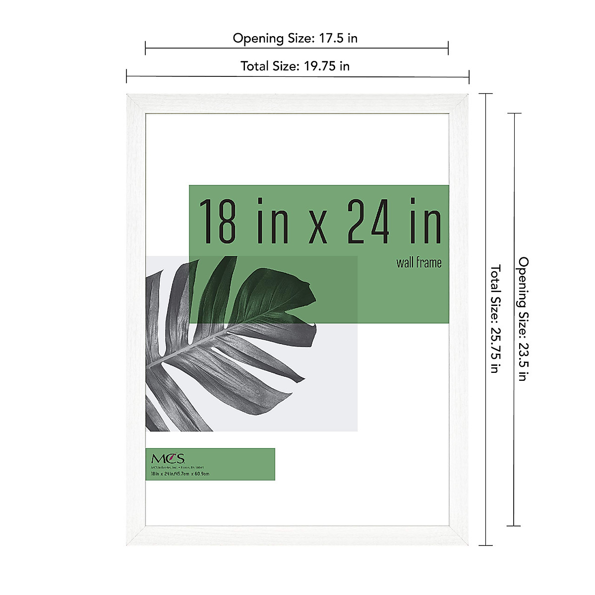 MCS Studio Gallery 18x24 Poster Frame White Woodgrain, Vertical & Horizontal Wall Hanging Large Picture Frame for Photos, Posters & Art Prints (2-Pack)