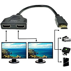 FDBV Hdmi Splitter Adapter Cable, Hdmi Splitter 1 in 2 Out HDMI Male to Dual HDMI Female 1 to 2 Way for HDMI HD, LED, LCD, TV, Support Two The Same TVs at The Same Time 1080P