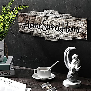 Jetec Home Sweet Home Sign, Rustic Wood , Large Farmhouse Home Plaque Wall Hanging Wooden Sign for Bedroom, Living Room, Wall, Wedding Decor (Gray)