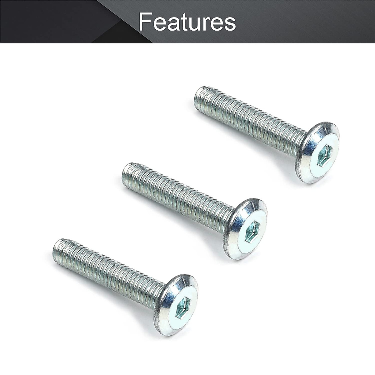 MroMax 40Pcs M6 x 30mm Flat Head Hex Socket Cap Screws Bolts, Blue Zinc Plated Carbon Steel Full Thread Furniture Screws for Assemble Cabinets, Baby Beds, Tables and Chairs