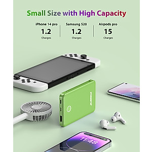 Alongza Portable Phone Charger 2 Pack Lightweight Power Bank with Built-in Cable External Phone Charger Small 6000mAh and 10000mAh for Cell Phones