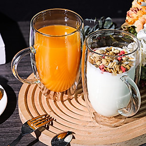 Moretoes 16oz Clear Coffee Mug, Double Walled Glass Coffee Mugs with Handles, Insulated Espresso Cups, Set of 4