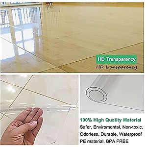 Clear PVC Desk Chair Mat 1.5mm plastic carpet protector roll Hallway Area Rug, Floor Protector Mat PVC Non-Slip Protector Mat, Area Rug Large Clear Vinyl Runner Rug chair mat for carpet floors,85-165c