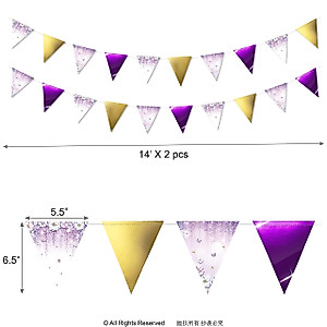 Gold Lavender Party Decoartions for Girls Golden Purple White 13th 16th 18th Birthday Garland Banner Backdrop Streamer Decor for Coming of Age Quinceanera Princess Theme Wedding Bridal Baby Shower Party Supplies