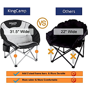 KingCamp Charles Camping Chair, Black/Grey