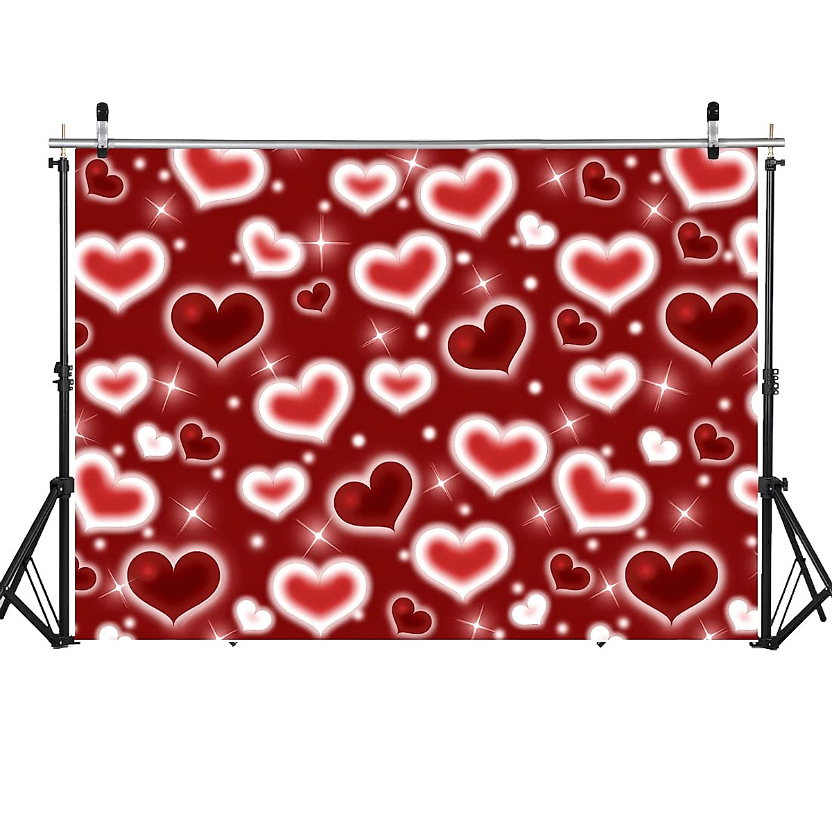 LYCGS 7X5FT Red Heart Photo Backdrop 90s Backdrops for Photoshoot Valentine's Day Backdrop Women Men Happy Birthday Photography Background Banner Photo Booth Studio Props X-91