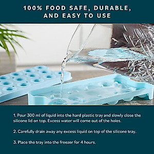 51-pcs Ice Tray - Ice Cube Trays for Freezer Set Of 3 Shapes with Lock Box - Ice Trays for Freezer, Silicone Ice Cube Tray, Silicone Ice Cube Molds, Round Ice Cube Mold, Ice Cube Molds For Cocktails