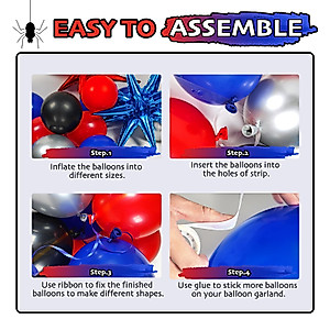 132PCS Black Red and Blue Balloons Arch Garland Kit, Spider Theme Balloon Arch for man with Balloons for Baby Shower Spider Theme Birthday Party Decorations