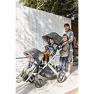 UPPAbaby Vista V2 Stroller- Greyson (Charcoal Melange/Carbon/Saddle Leather) + Upper Adapters + RumbleSeat V2- Greyson (Charcoal Melange/Carbon/Saddle Leather)