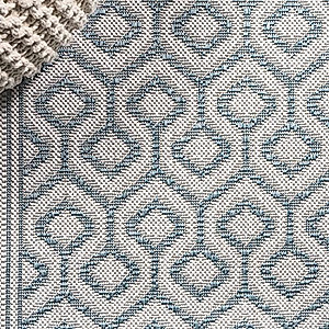 JONATHAN Y SMB111A-3 Marvao Diamond Trellis Indoor Outdoor Area-Rug Bohemian Coastal Easy-Cleaning Bedroom Kitchen Backyard Patio Non Shedding, 3 X 5, Teal/Gray