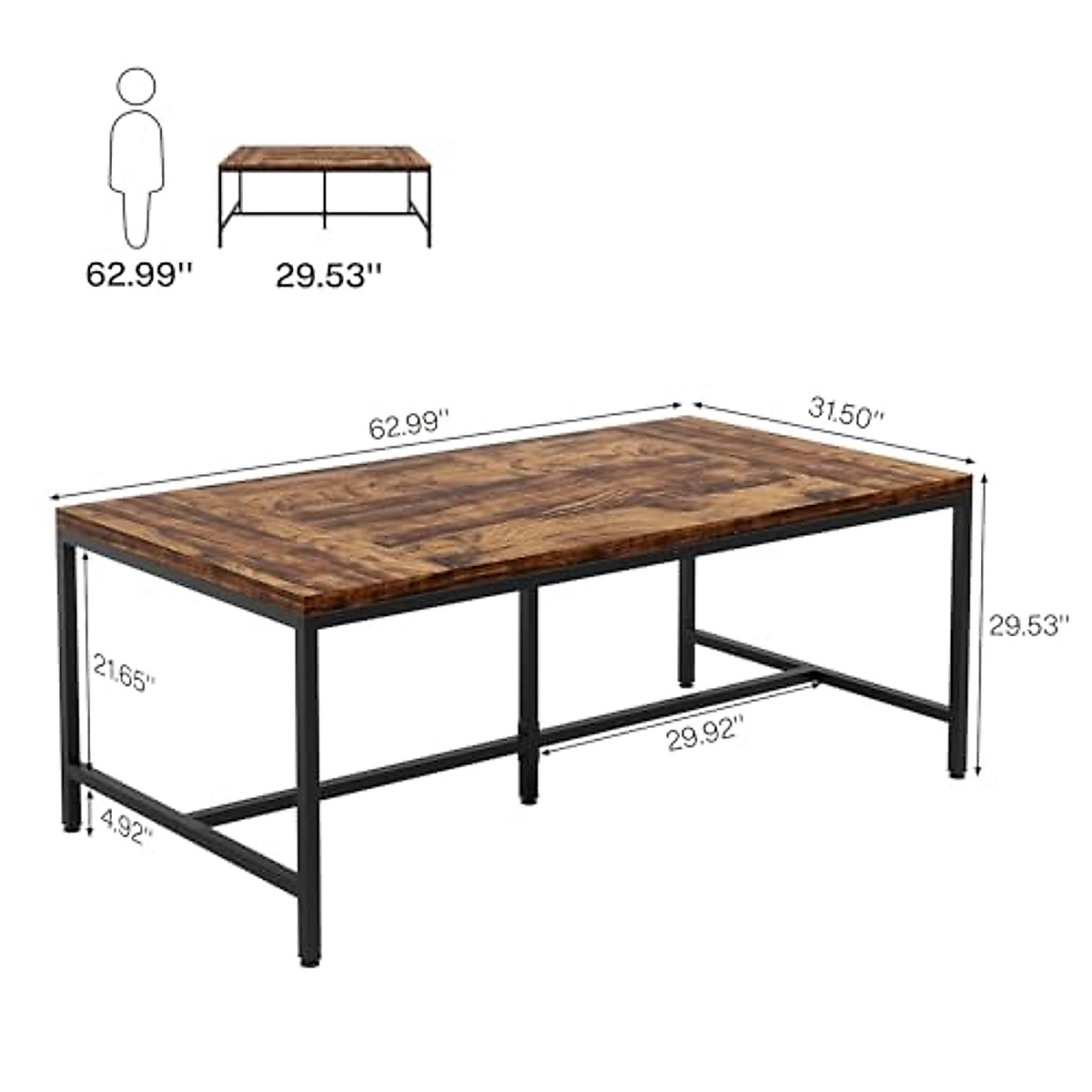 Tribesigns 63 Inches Executive Desk Large Computer Desk Office Desk with Thicken Frame for Home Office, Modern Simple Workstation Medium 6FT Conference Table, Meeting Table