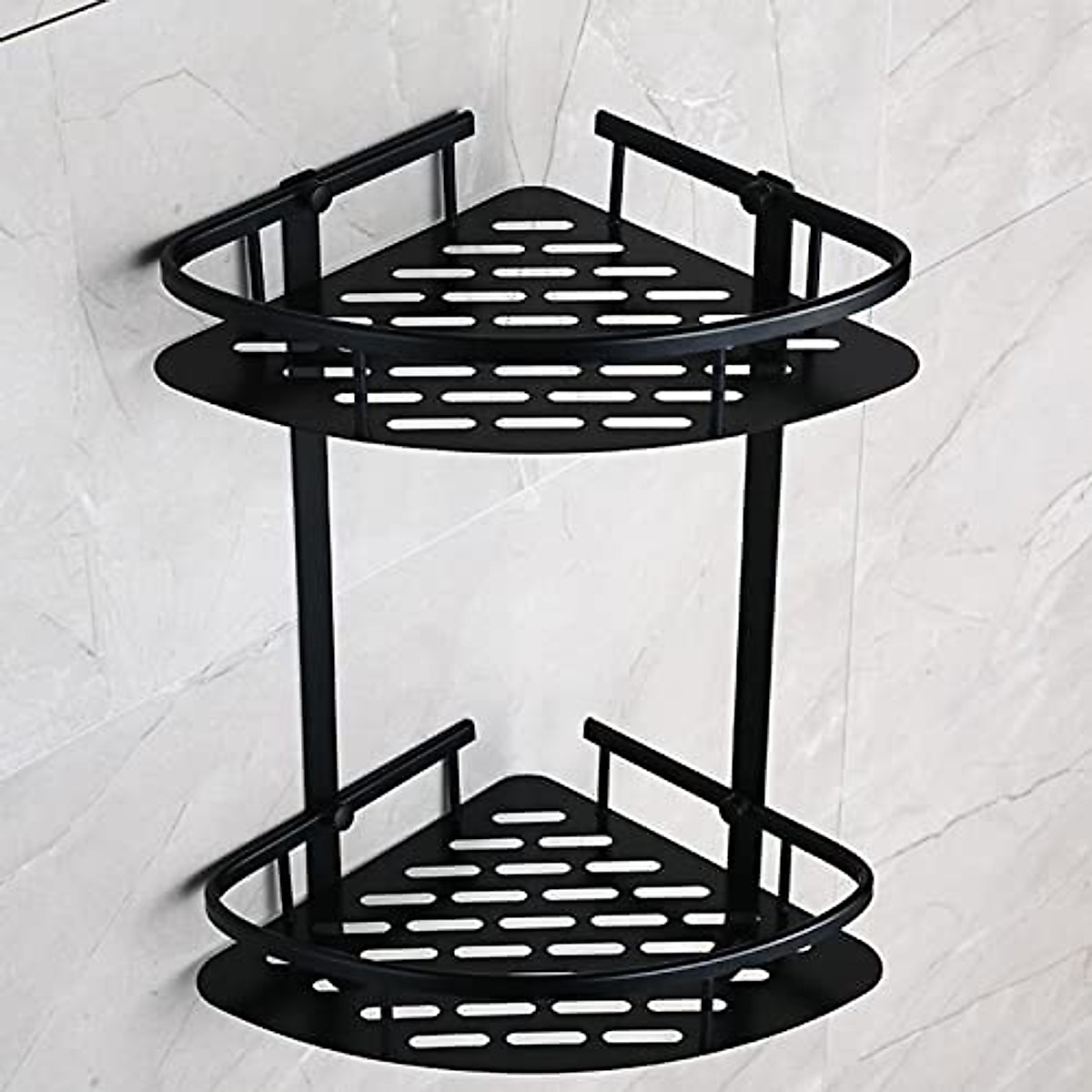 ZSFBIAO Bathroom Basket Storage Shower Rack Trangle Shelves Combination Aluminum Wall Mounted Shelf Holder Wall-Free Punching with Hook Wall Floating Shelves (Color : A)