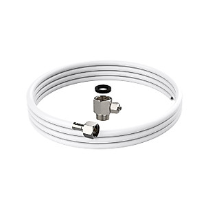 9' Polyurethane Hose with 1/2" Brass Mini Adapter. Connects the warm water from your sink to your BIDET bidet (Compatible with other Bidet brands)