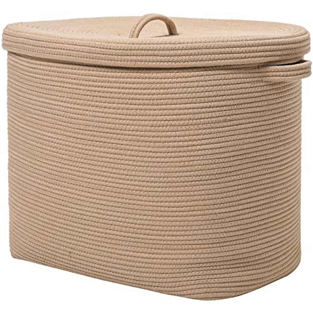22"x14"x18" Rectangular Extra Large Storage Basket with Lid, Cotton Rope Storage Baskets, Laundry Hamper, Toy Bin, for Toys Blankets Storage in Living Room, Baby Nursery, All Beige