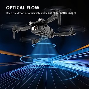 FPV Drone with Camera for Adults Kids Beginners,Foldable RC Quadcopters Drones with 4k Dual Camera ,Optical Flow Positioning, 360°Smart Obstacle Avoidance, APP Control, One-click Take-off and Landing,Gesture and voice control,2 Batteries