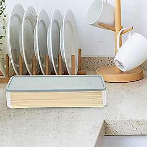 CALLARON Spaghetti Pasta Storage Containers Airtight Food Storage Containers with Lid Clear Dry Noddle Holder 3pcs for Meat Fruit Vegetables Blue Refrigerator Organizer Bins