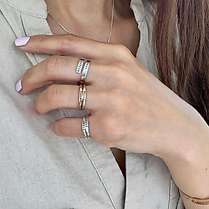 By Hannah Design Twist Stacking Solid Sterling Silver and Gold Personalized Ring (sterling-silver)