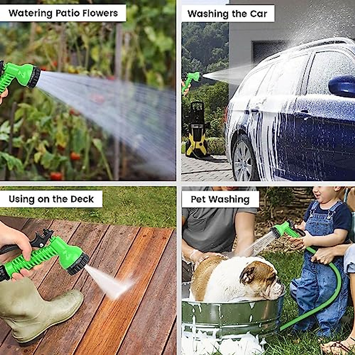 Expandable Garden Hose Water Pipe - 50FT Flexible Water Hose with 7 Function Spray Nozzle, Expandable Hose Pipe Spray Gun, Magic Water Pipe, Green