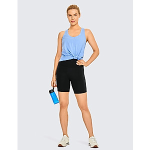 CRZ YOGA Women's Brushed Naked Feeling Biker Shorts 6'' - High Waist Matte Workout Gym Running Spandex Shorts Black Medium