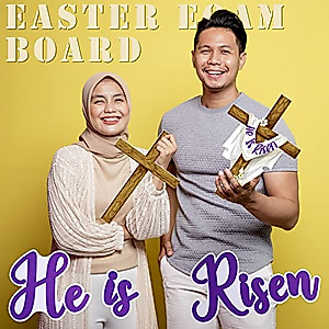 6 Pieces Happy Easter He Is Risen Yard Sign Decorations Rustic Cross Religious Easter Yard Sign Christian Easter Yard Decorations for Holiday Outdoor Lawn Decorations Garden Party Home Decor