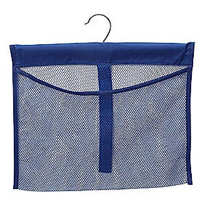 Dearjana Portable Mesh Pocket with Rotatable Hanger, Quick Dry Serial Type Bath Storage Organizers for Travel, Camper, RV, Gym, Cruise, Cabin, College Dorm Shower(Blue)