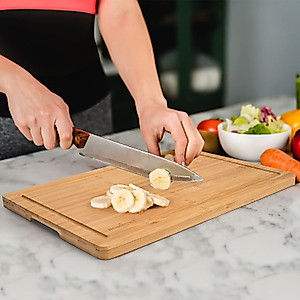 HOMBURY Extra Large Cutting Board 17.5x12" - Kitchen wood cutting board extra-large with Juice Groove - Ideal for Meat, Cheese, Fruit and Vegetables - Natural Color