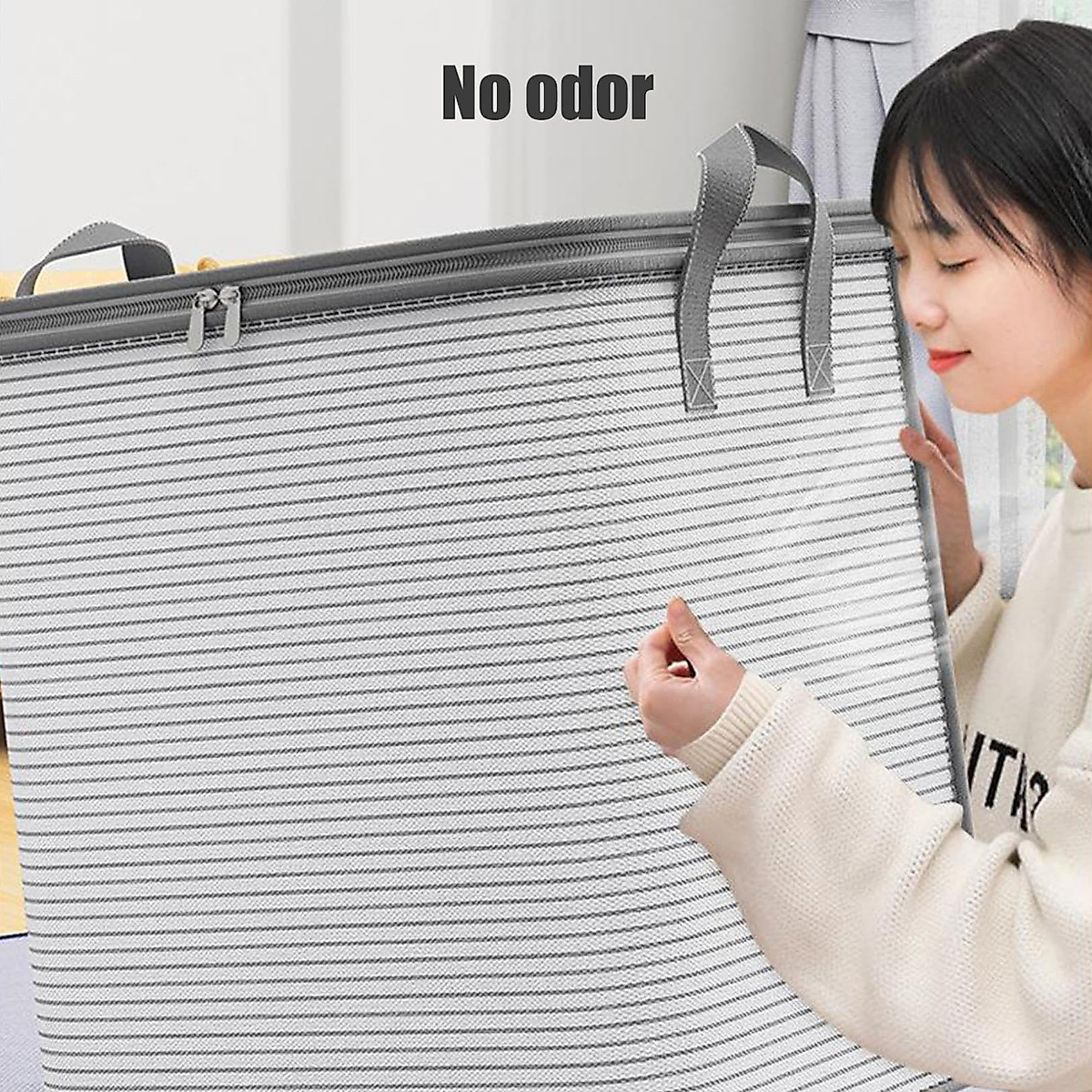 Heavy Duty Extra Large Clothes Storage, Foldable Blanket Storage Bags, Closet Organizers Storage Containers with Durable Handle for Clothing, Blanket, Comforter, Extra Large Storage Bags (60*45*60cm)