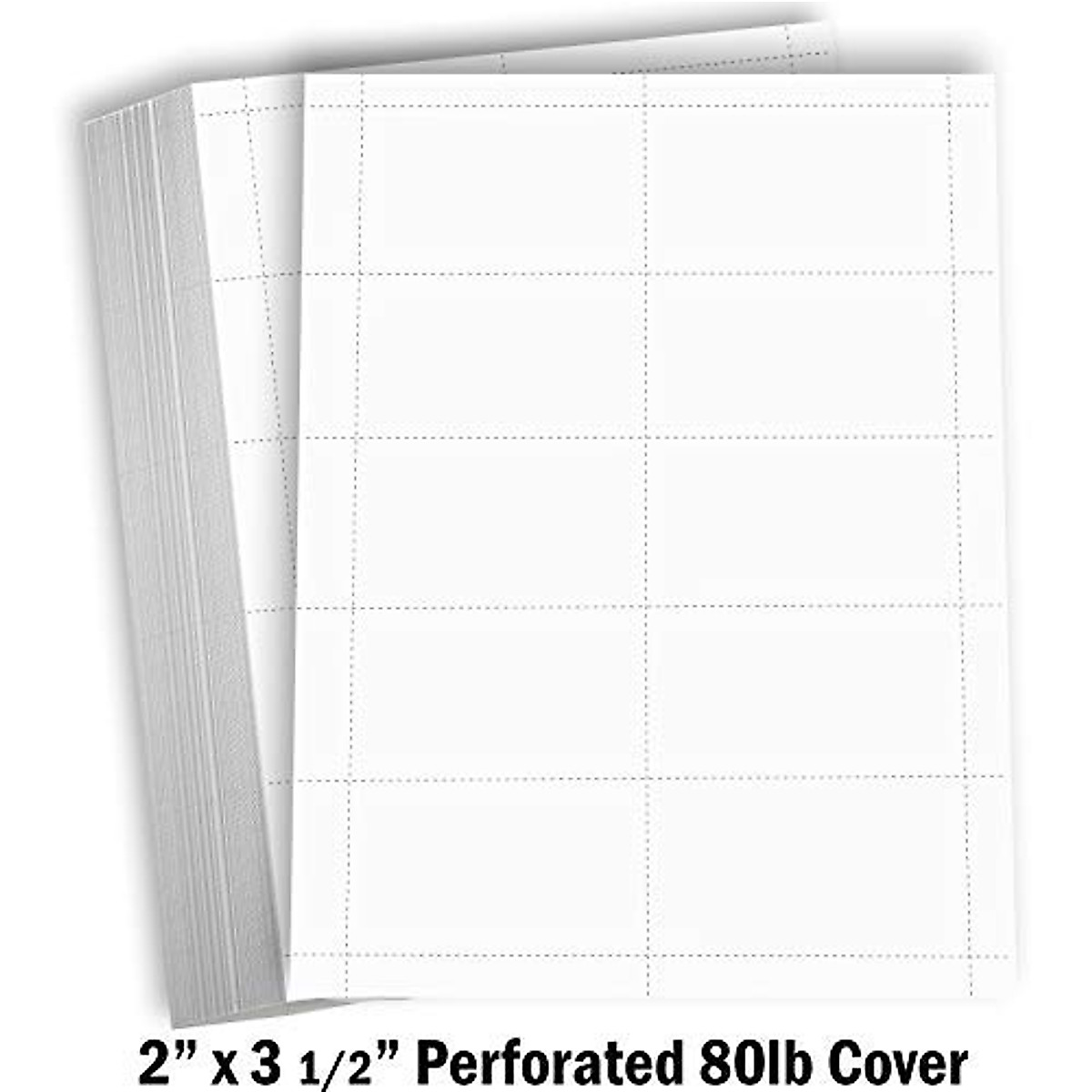 Hamilco Blank Business Cards Card Stock Paper – White Mini Note Index Perforated Cardstock for Printer – Heavy Weight 80 lb 3 1/2 x 2" – 100 Sheets 1000 Cards