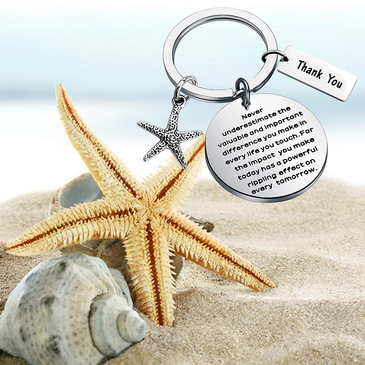 BAUNA Starfish Keychain Never Underestimate The Valuable And Important Difference You Make Social Worker Thank You Gift Volunteers Jewelry (Starfish Keychain)