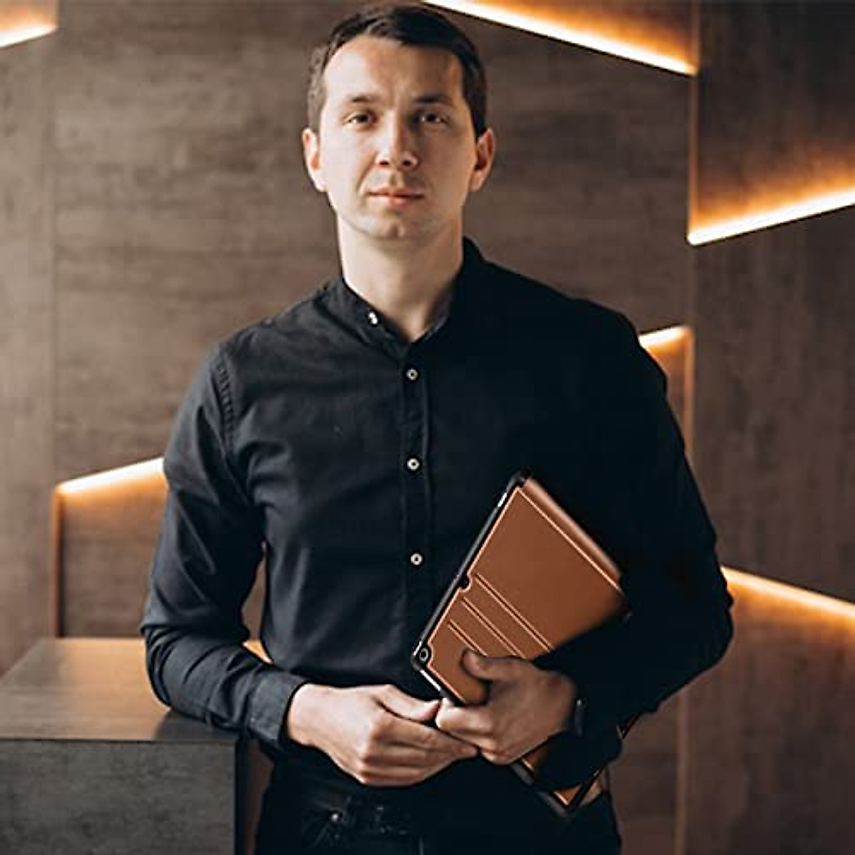 Case for iPad 9th / 8th / 7th Gen Case (2021/2020/2019) 10.2 Inch - Premium Leather Business Edition with Built-in Apple Pencil Holder - Auto Wake/Sleep - Orange