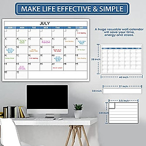 Large Dry Erase Calendar - Dry Erase Calendar for Wall, Undated Monthly Wall Calendar Laminated, 27.8"x 40", Blank Reusable Calendar Planner with Ample Daily Boxes, Notes for Home, Office, Classroom