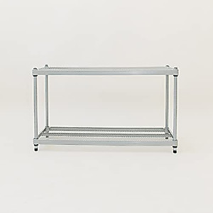 Design Ideas Meshworks 2 Tier Short Stacking Heavy Duty Metal Storage Shelving Unit, 440 Pound Capacity per Shelf, Great for Bathroom, Pantry, and Garage Storage, 31” x 13” x 17.5”