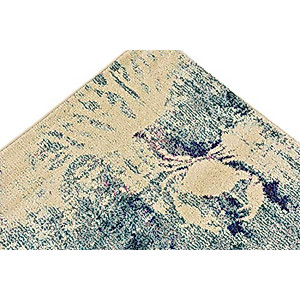 Unique Loom Positano Collection Coastal Modern Coral Lobster Shells Light Blue Area Rug (4' x 6')