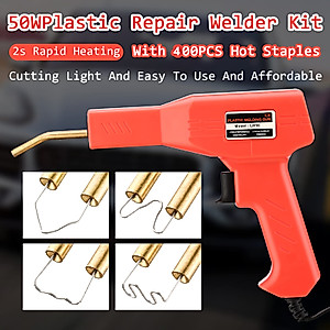 Hot Stapler Plastic Welder Repair Kit Multiple Types Staples Suitable for Various Welding Environment with 400 Staples