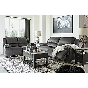 Signature Design by Ashley Clonmel Microfiber Extra Wide Power Reclining Adjustable Loveseat, Gray