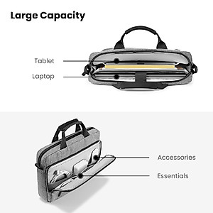 tomtoc Protective Laptop Shoulder Bag for 15.6 Inch Universal HP Dell Acer ASUS Lenovo Laptop Chromebook Ultrabook, Multi-Functional Business Laptop Briefcase for 15 16 In MacBook Air/Pro M4/M3/M2/M1