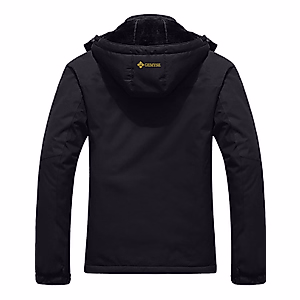 GEMYSE Women's Mountain Waterproof Ski Snow Jacket Rain Winter Jacket Coat Hooded Windproof Parka(Black,Large)