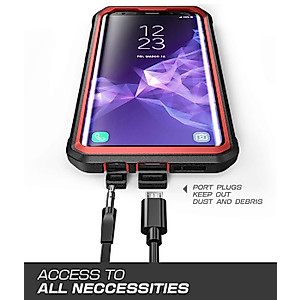 SupCase Unicorn Beetle Pro Series Case Designed for Galaxy S9, with Built-in Screen Protector Full-Body Rugged Holster Case for Galaxy S9 (2018 Release) (MetallicRed)