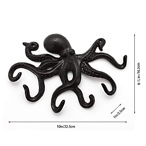 ChasBete Key Holder for Wall, Octopus Coat Hooks Wall Mounted Towel Hooks, Heavy Duty Wall Hooks Decorative with 6 arms