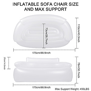 Ccinnoe Double Inflatable Sofa, LED Inflatable Chair with LED Lights, Blow Up Illuminated Air Lounger Couch, Electric Pump Inflatable Couch for Indoor Outdoor Camping, Party, Beach, Hiking, Yard