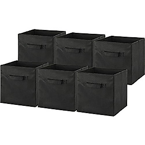 6 Pack - SimpleHouseware Foldable Cube Storage Bin, Black