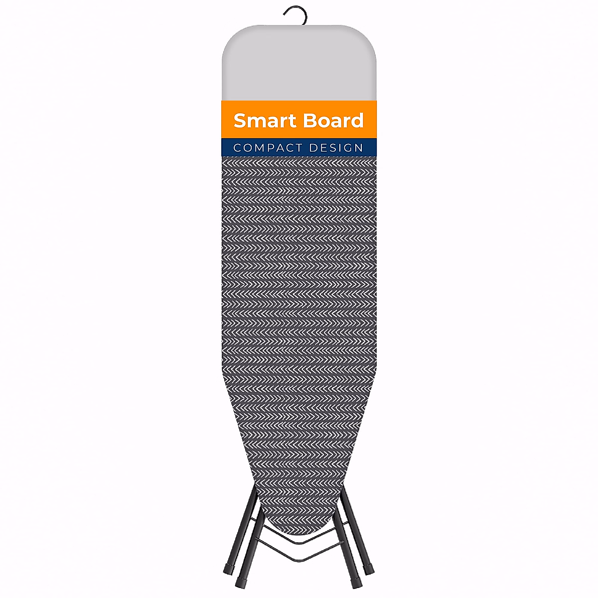 Happhom Ironing Board, Compact and Space Saver Iron Board, Safety Ironing with Park Zone and 4 Layers Extra Thick Cover, Patented Lock System for Foldable Leg, Easy Storage with Smart Hanger (13x43)