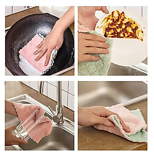 24 Pack Kitchen Dish Cloths Dish Towels, Super Soft and Absorbent Coral Fleece Cloth, Coral Velvet Microfiber Cleaning Cloth, Nonstick Oil Washable Fast Drying Dish Rags for Clean Table, Dish, Glass.