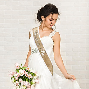 SilTriangle Bride to Be Sash Boho Bridal Shower Decorations Burlap Bachelorette Sash Bridal Party Sashes Engagement Party Decoration Wedding Bridal Shower Gifts