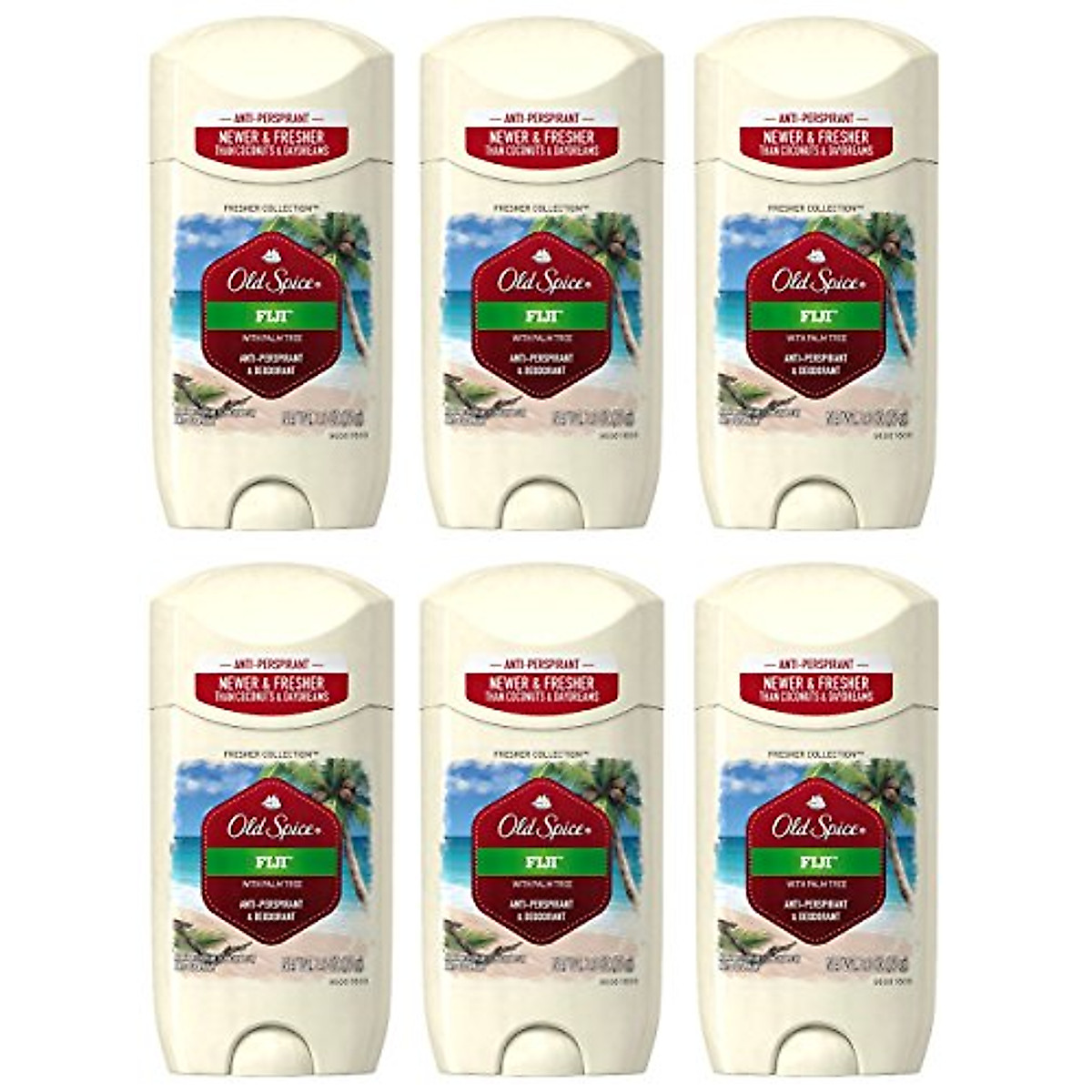 Old Spice Antiperspirant and Deodorant for Men Fiji with Palm Tree Scent 2.6 Oz (Pack of 6)