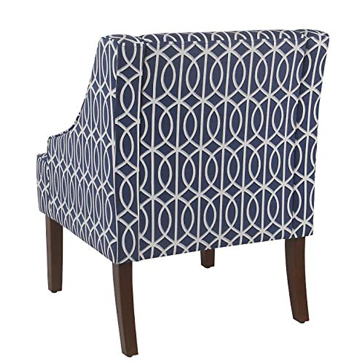 HomePop Velvet Swoop Arm Living-Room-Chairs, Blue Trellis